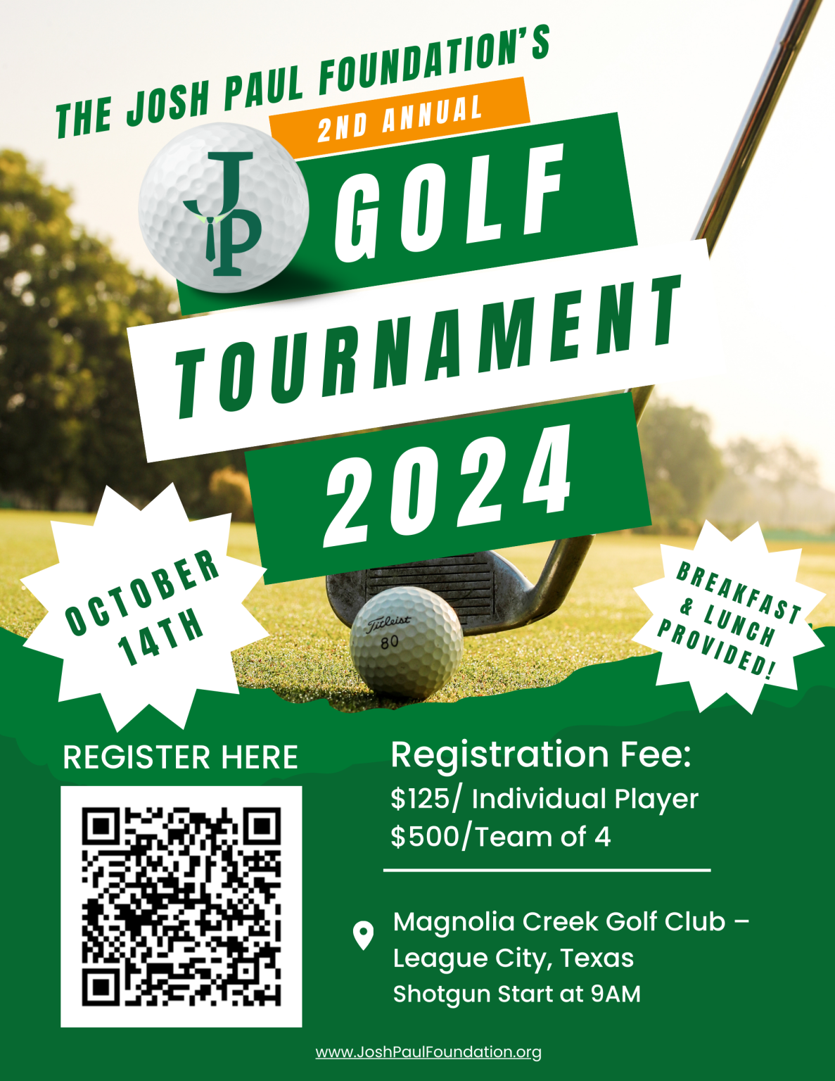 2nd Annual Golf Tournament - October 14th, 2024 - The Josh Paul Foundation